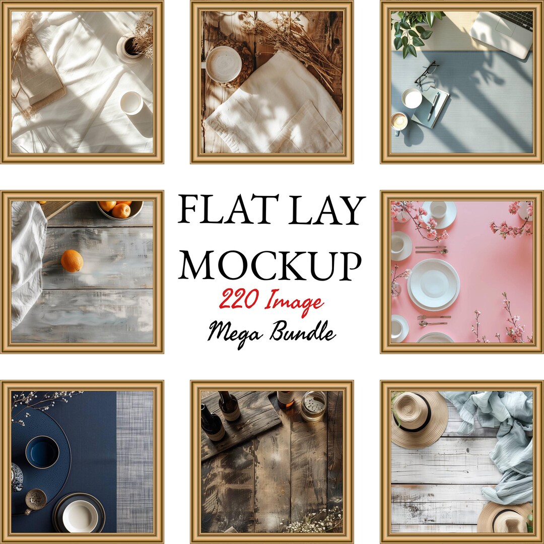 220 X Different Table Flat Lay Mockup Bundle Add Your Products ...