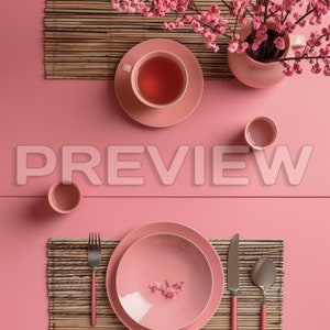 25 X Pink Table Flat Lay Mockup Bundle Add Your Products | Digital ...