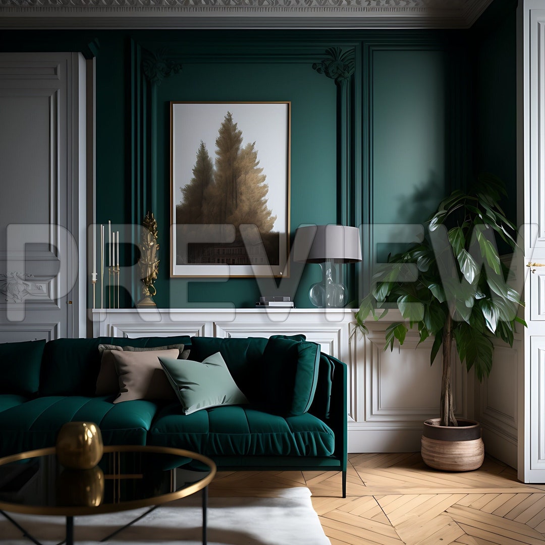 10 French Style Dark Green Interior Design Frame Mockups / - Etsy