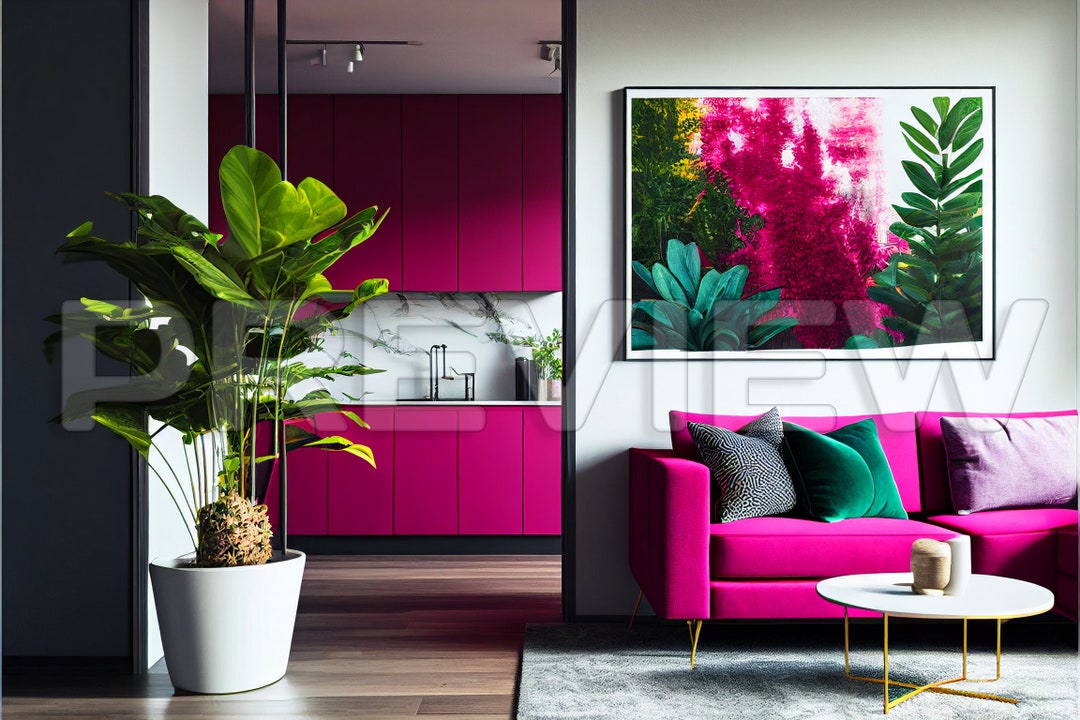 10 Viva Magenta Frame Mockups / Luxury Living Room Mockup / Frame ...