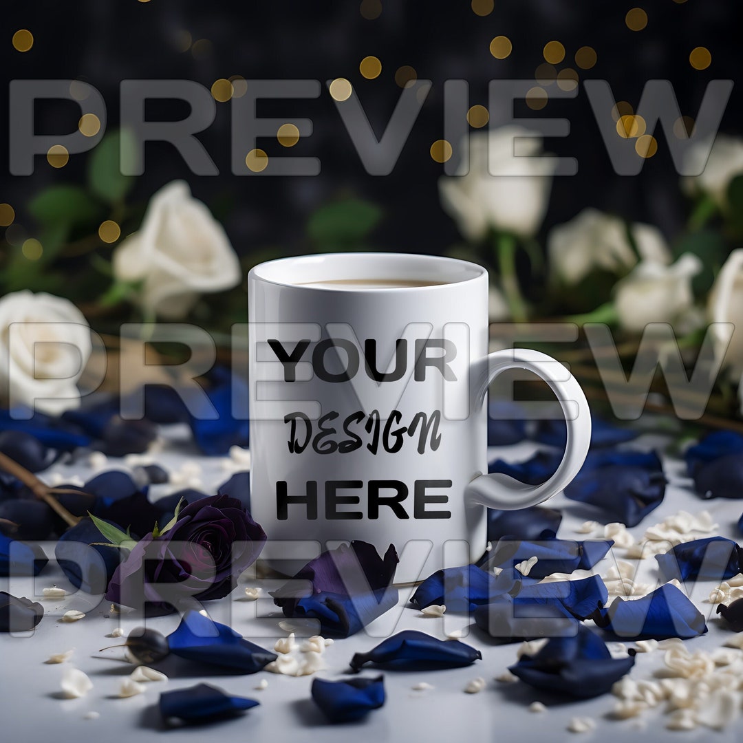 Coffee Cup Mug Mockup, 15oz Coffee Mug, Blank White Mug Flat Lay ...