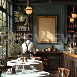 Cozy French Restaurant DIN A4 Frame Mockup, French Café Mockup Frame ...