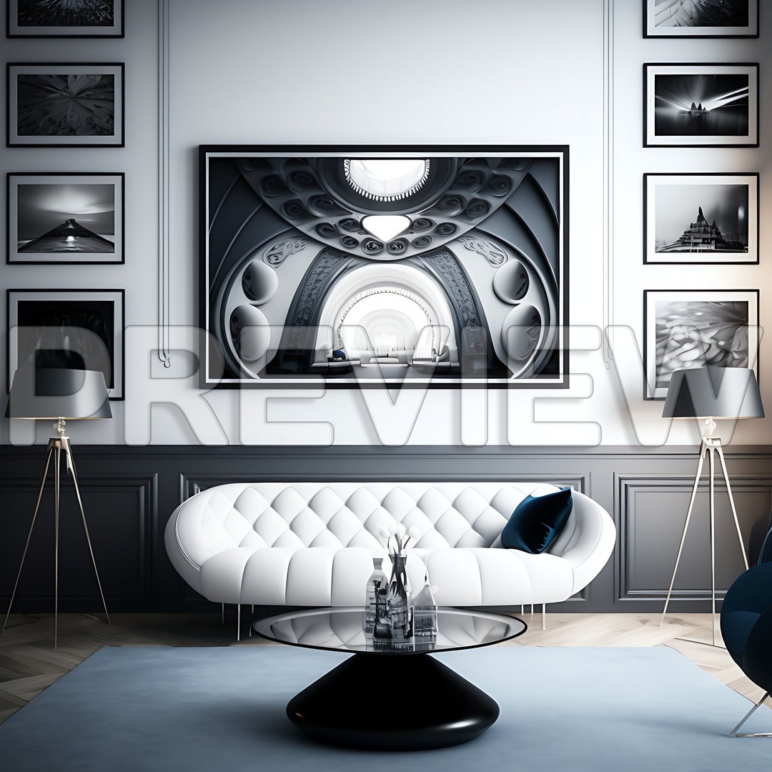Set 2 of 10 Futuristic Living Room Frame Mock Ups / Futuristic Mock up ...