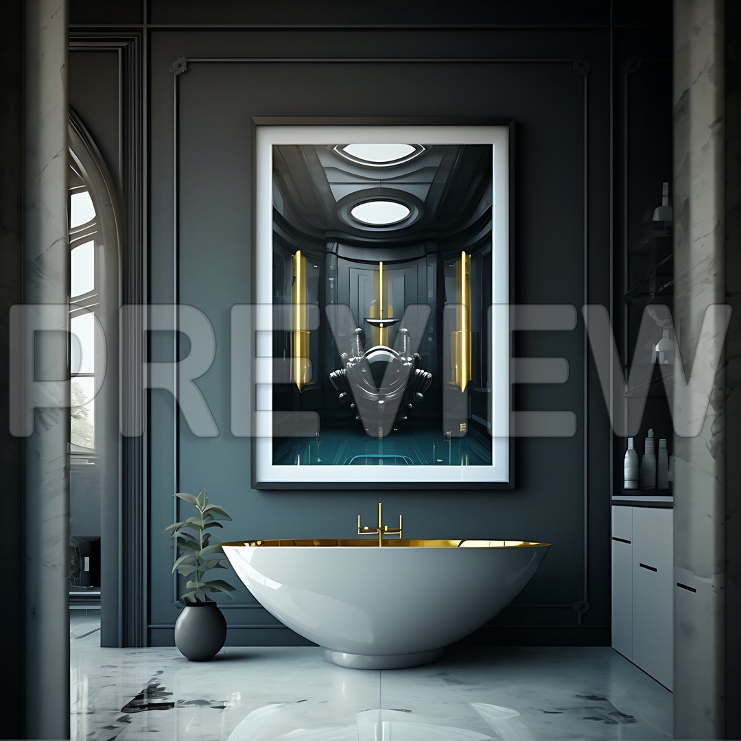 10 Futuristic Bathroom Frame Mock Ups / Futuristic Mock up / Frame Mock ...