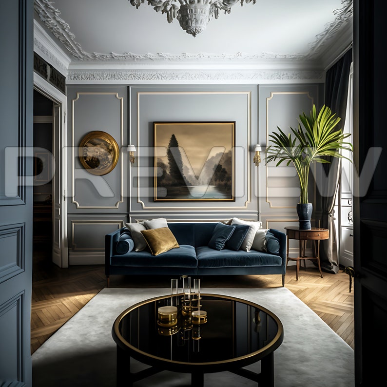 50 French Style Beige Teal and Gray Interior Design Frame - Etsy