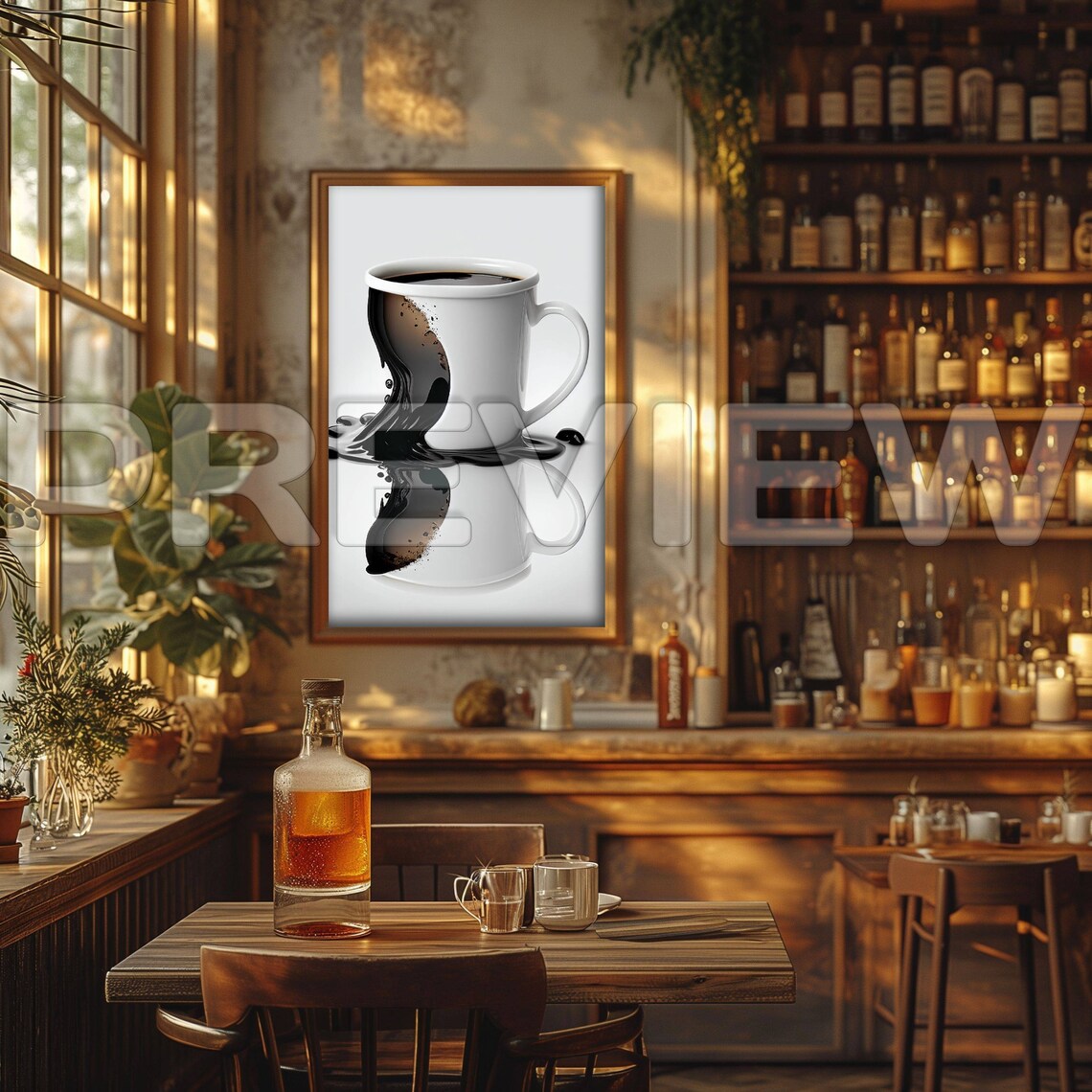 Cozy Pub Frame Mockup, French Café Mockup Frame, Cozy Pub Backdrop for ...