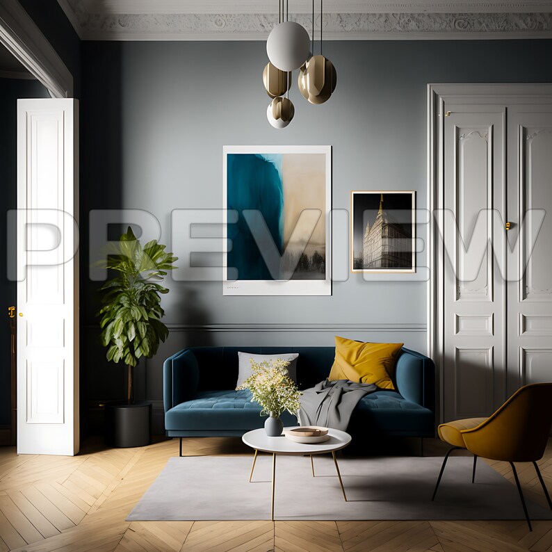 10 French Style Teal Colored Interior Design Frame Mockups / - Etsy