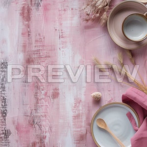 25 X Pink Table Flat Lay Mockup Bundle Add Your Products | Digital ...