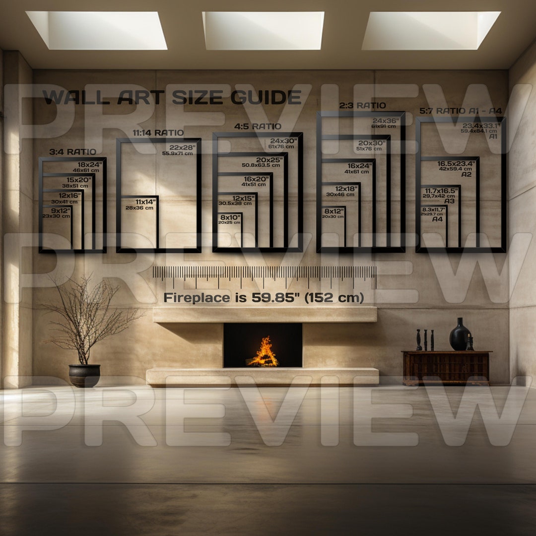 Wall Art Size Guide, Frame Size Guide, Comparison Chart, Poster Size ...