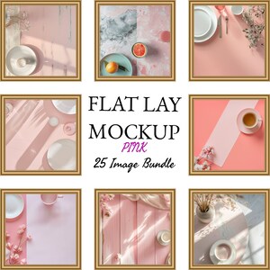 25 X Pink Table Flat Lay Mockup Bundle Add Your Products | Digital ...