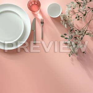 25 X Pink Table Flat Lay Mockup Bundle Add Your Products | Digital ...