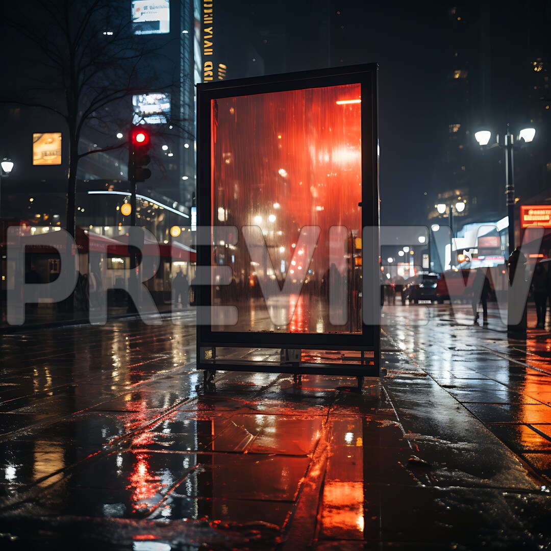 Billboard on a Crowded Street Frame Mockup , Billboard Mockup , Street ...