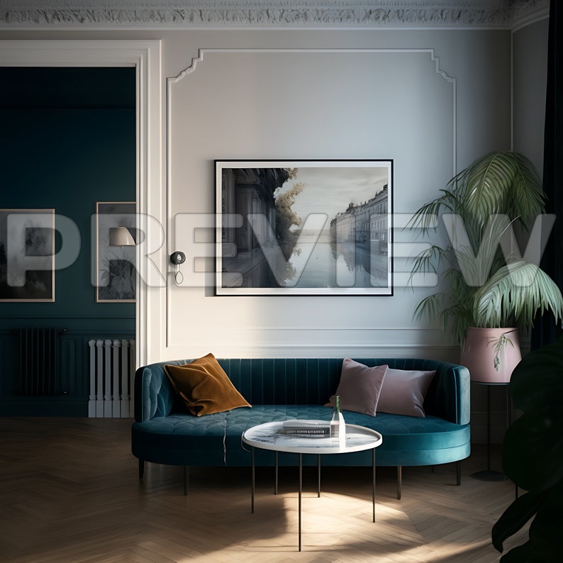 10 French Style Teal Colored Interior Design Frame Mockups / - Etsy