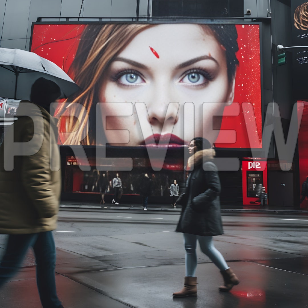 Billboard on a Crowded Street Frame Mockup , Billboard Mockup , Street ...