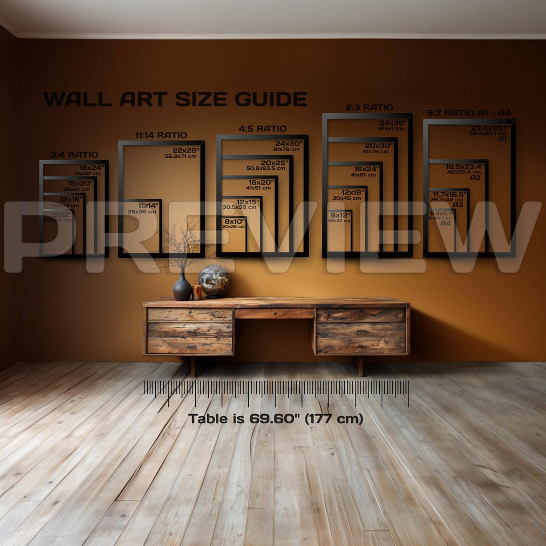 Wall Art Size Guide, Frame Size Guide, Comparison Chart, Poster Size ...