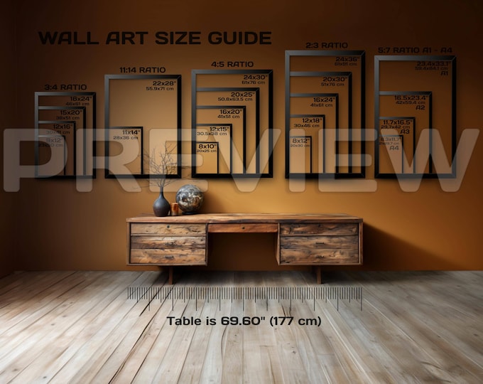 Wall Art Size Guide, Frame Size Guide, Comparison Chart, Poster Size ...