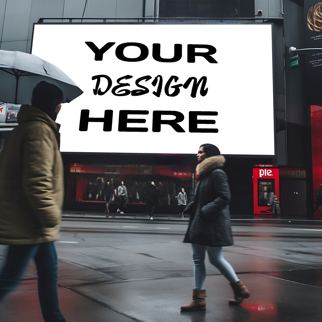 Billboard on a Crowded Street Frame Mockup , Billboard Mockup , Street ...