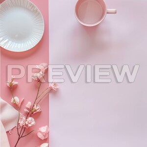 25 X Pink Table Flat Lay Mockup Bundle Add Your Products | Digital ...