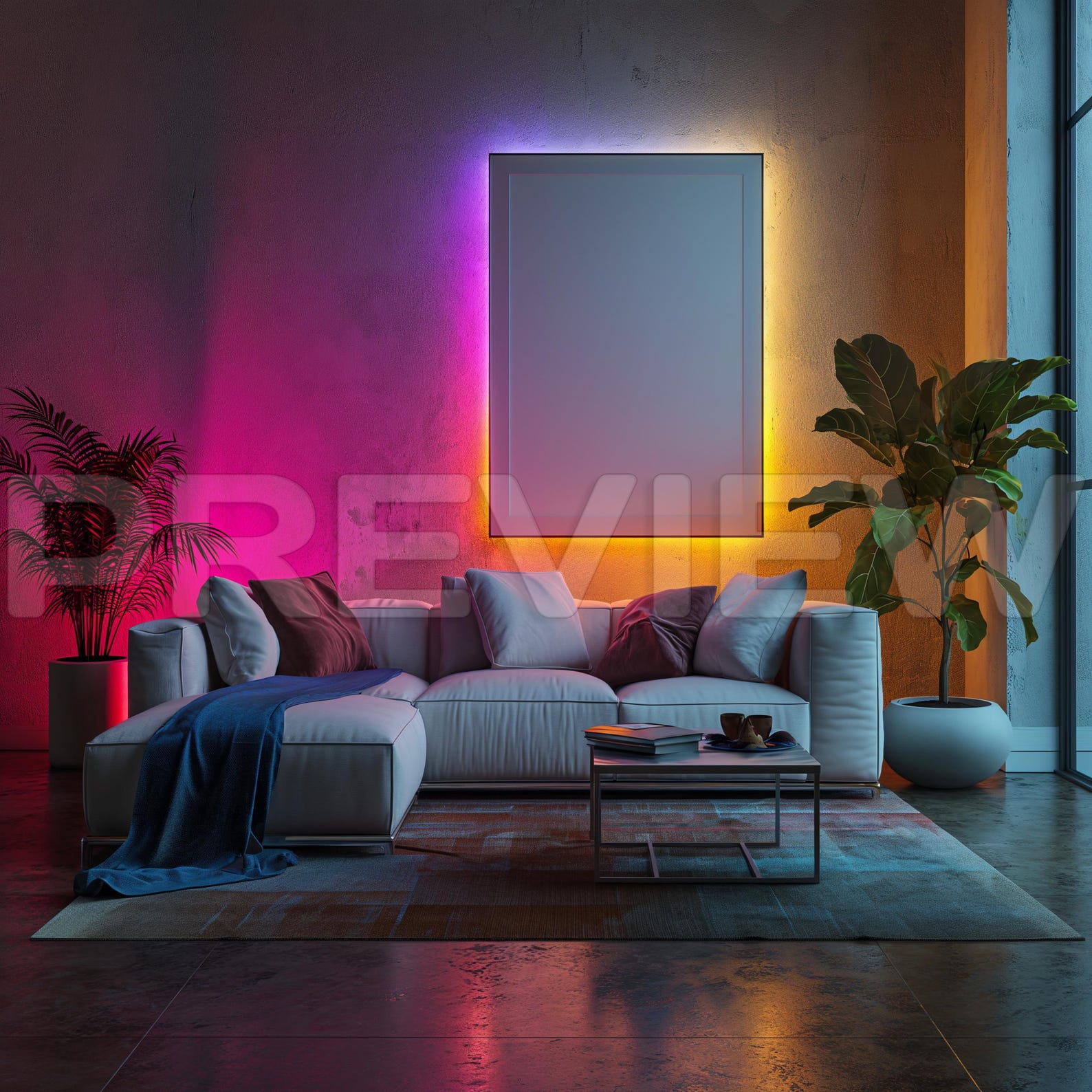 Neon Stream Webcam Backgrounds: Realistic Interiors (JPG, PNG Digital ...