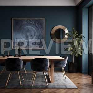 10 Frame Mockups / Luxury Dining Room Blue Color Mock up / Frame Mock ...
