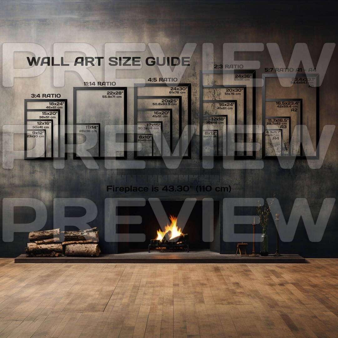 Wall Art Size Guide, Frame Size Guide, Comparison Chart, Poster Size ...