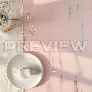 25 X Pink Table Flat Lay Mockup Bundle Add Your Products | Digital ...