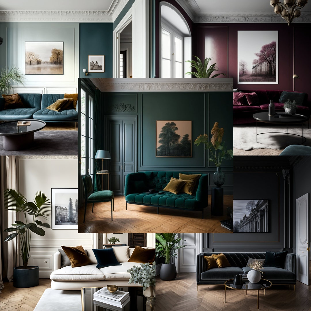 50 French Style Beige , Teal and Gray Interior Design Frame Mockups ...