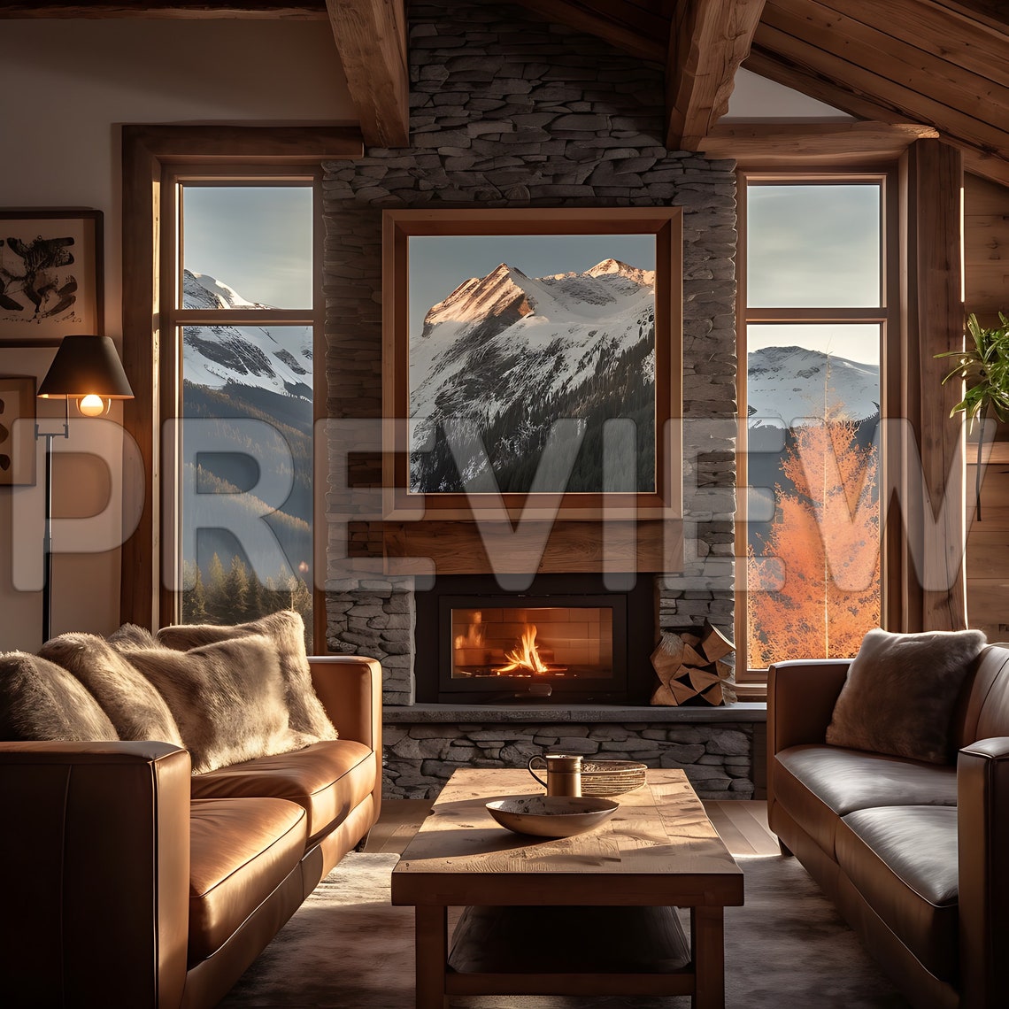 10 Mountain Chalet Frame Mockup / Vertical Horizontal and Square Cabin ...