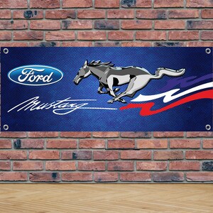 Ford Mustang Logo Banner Vinyl, Garage Sign,office or Showroom, Flag ...