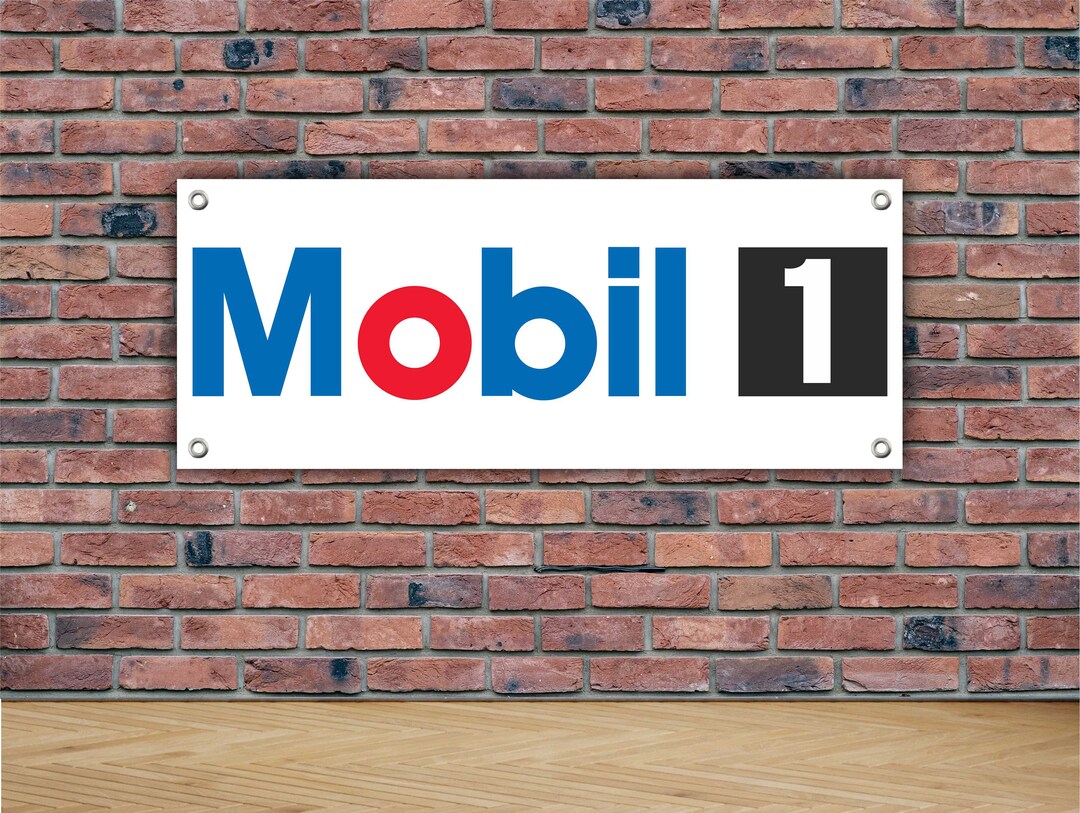 MOBIL 1 Logo Banner Vinyl, Garage Sign,office or Showroom, Flag, Racing ...