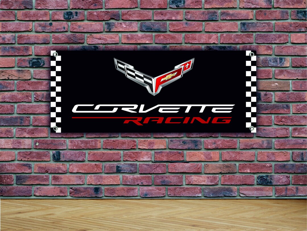 Corvette Racing Logo Banner Vinyl, Garage Sign,office or Showroom, Flag ...