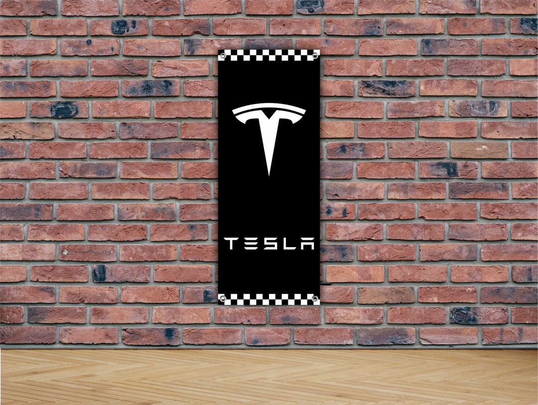 Tesla Logo Banner Vinyl, Garage Sign,office or Showroom, Flag, Racing ...
