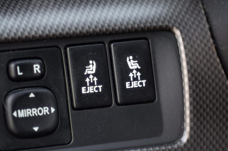 Eject Mirror Pair, (4 Decals Total) Premium Vinyl Blank Button Decal ...
