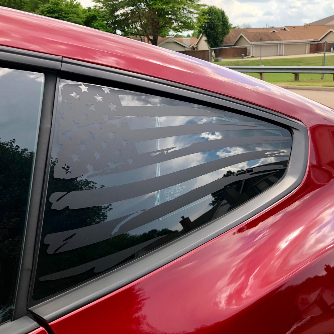 Fits 2015+ Ford Mustang American Flag Rear Quarter Window Decal Sticker ...