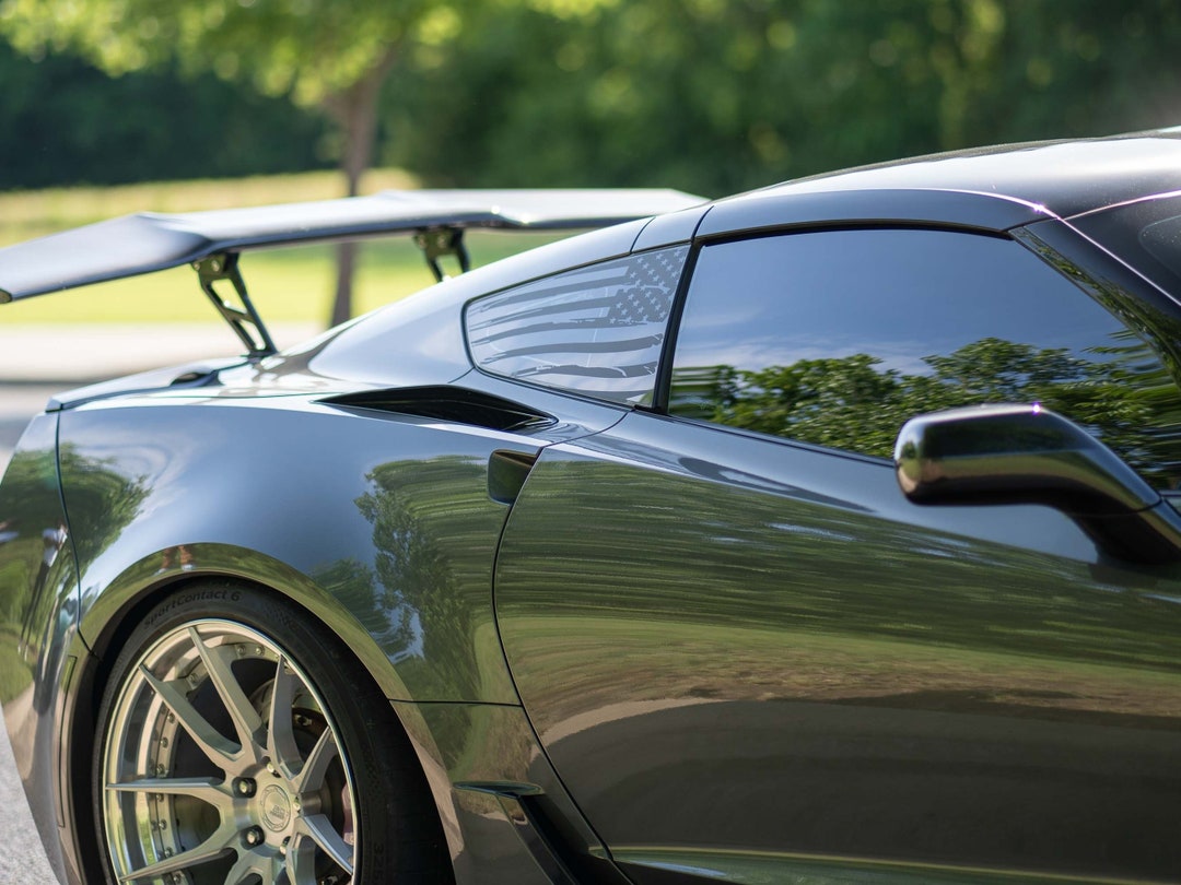 Fits C7 Corvette, American Flag Rear Quarter Side Window Decal Sticker ...