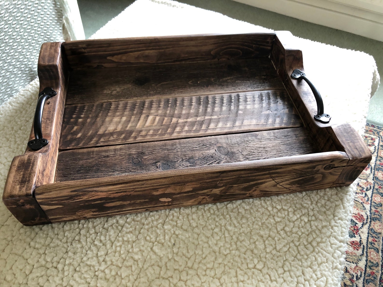 Handmade Farmhouse Style Rustic Serving Tray With Handles - Etsy