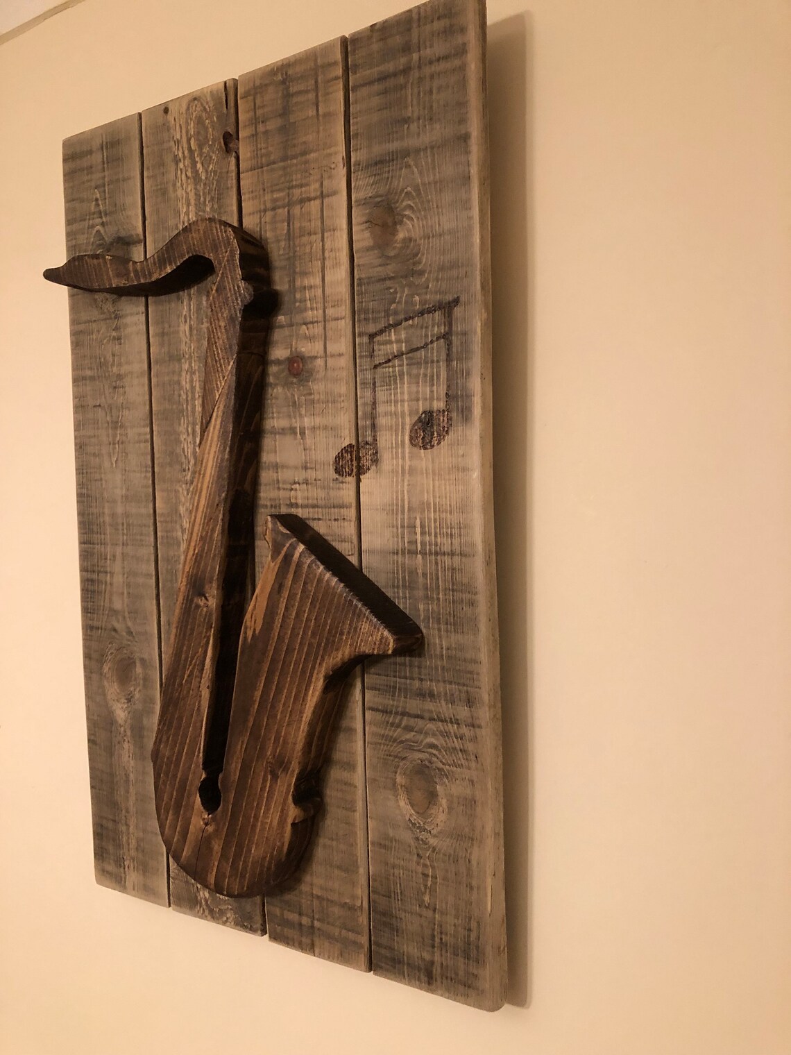 Handmade Reclaimed Wood Saxophone Wall Art: Rustic Music Decor - Etsy