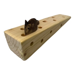 Handmade Wooden Door Stop: Rustic Mouse on Cheese, Reclaimed Wood Decor ...