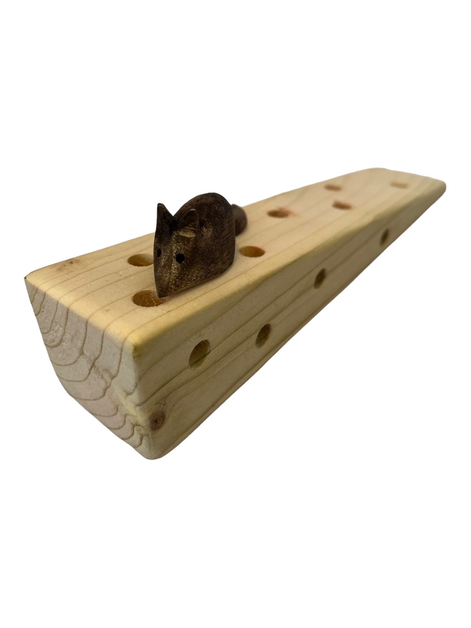 Handmade Wooden Door Stop: Rustic Mouse on Cheese, Reclaimed Wood Decor ...