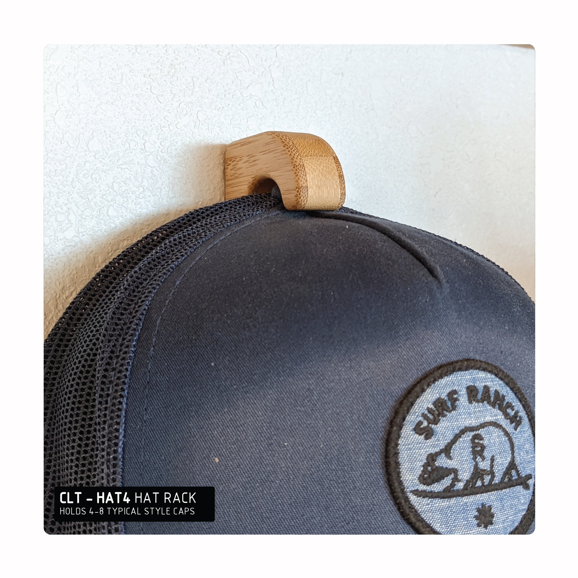 Baseball Hat Rack / Baseball Cap Rack / Wood Hat Rack / Bamboo Cap Rack ...