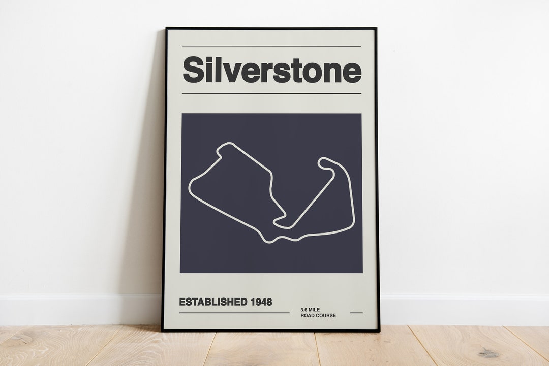 Silverstone Race Track Art Print | Mid-century Modern F1 Poster - Etsy