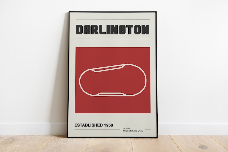 Darlington Race Track Poster | Mid Century Modern | NASCAR | Retro Wall ...