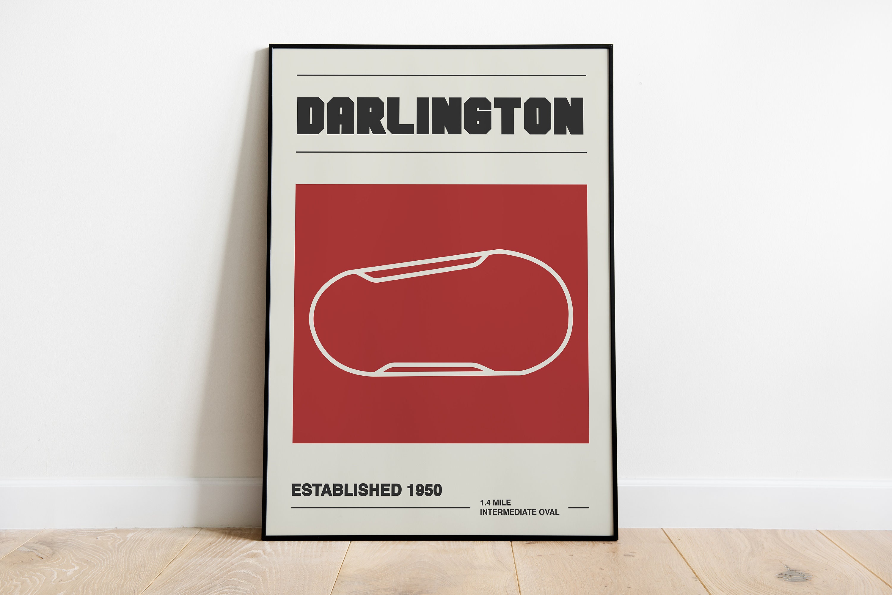 Darlington Race Track Poster | Mid Century Modern | NASCAR | Retro Wall ...