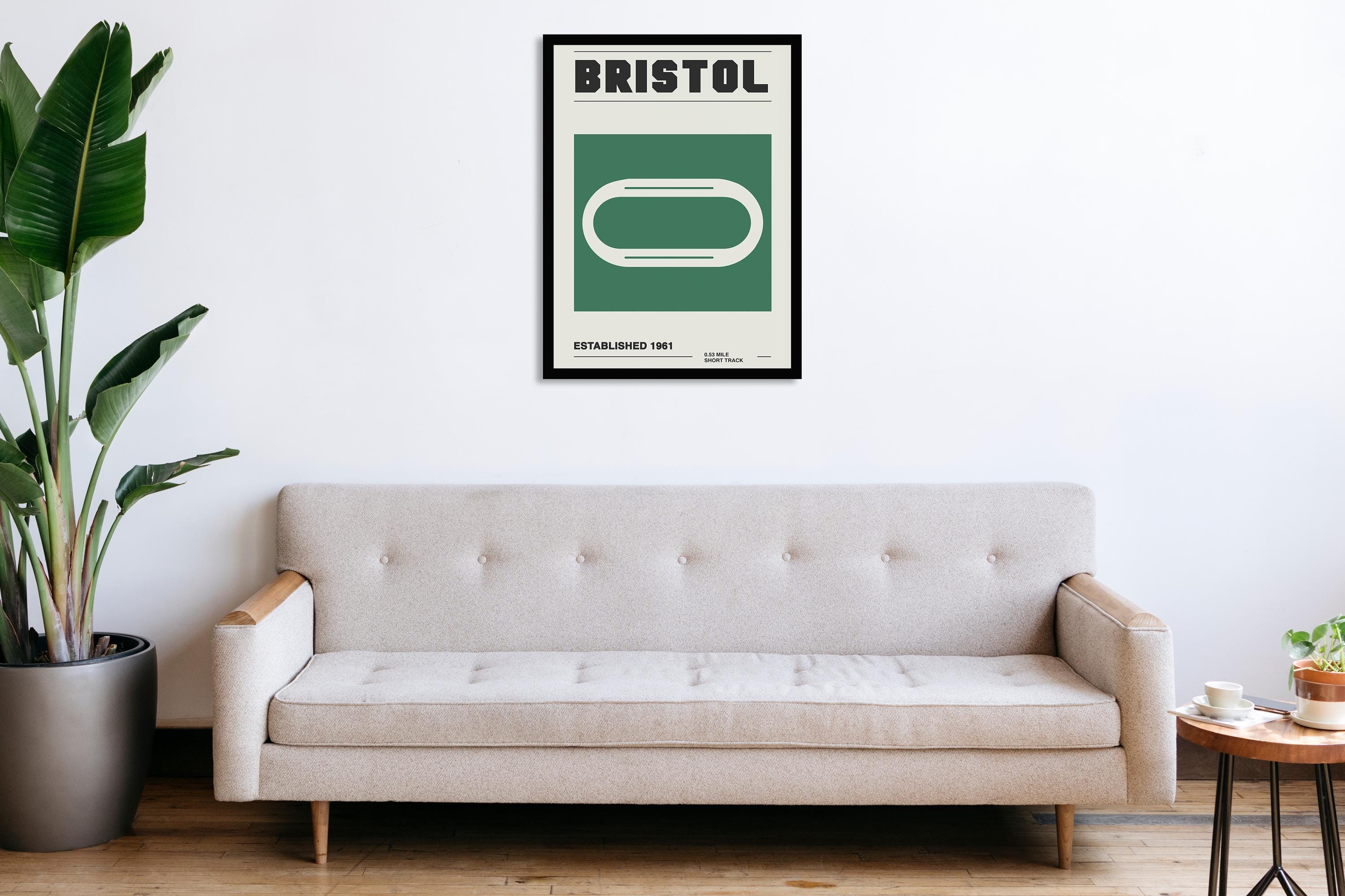Bristol Race Track Print | Vintage NASCAR Poster | Mid Century Modern ...