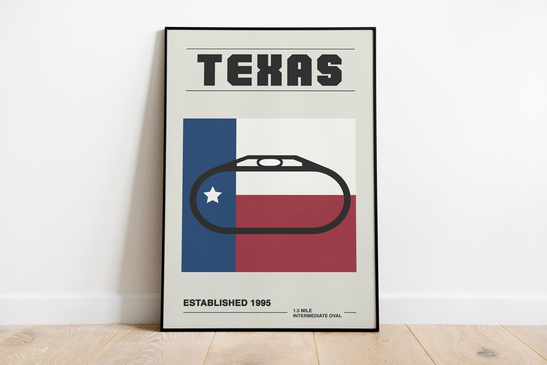 Texas Race Track Print | Vintage NASCAR Poster | Mid Century Modern ...