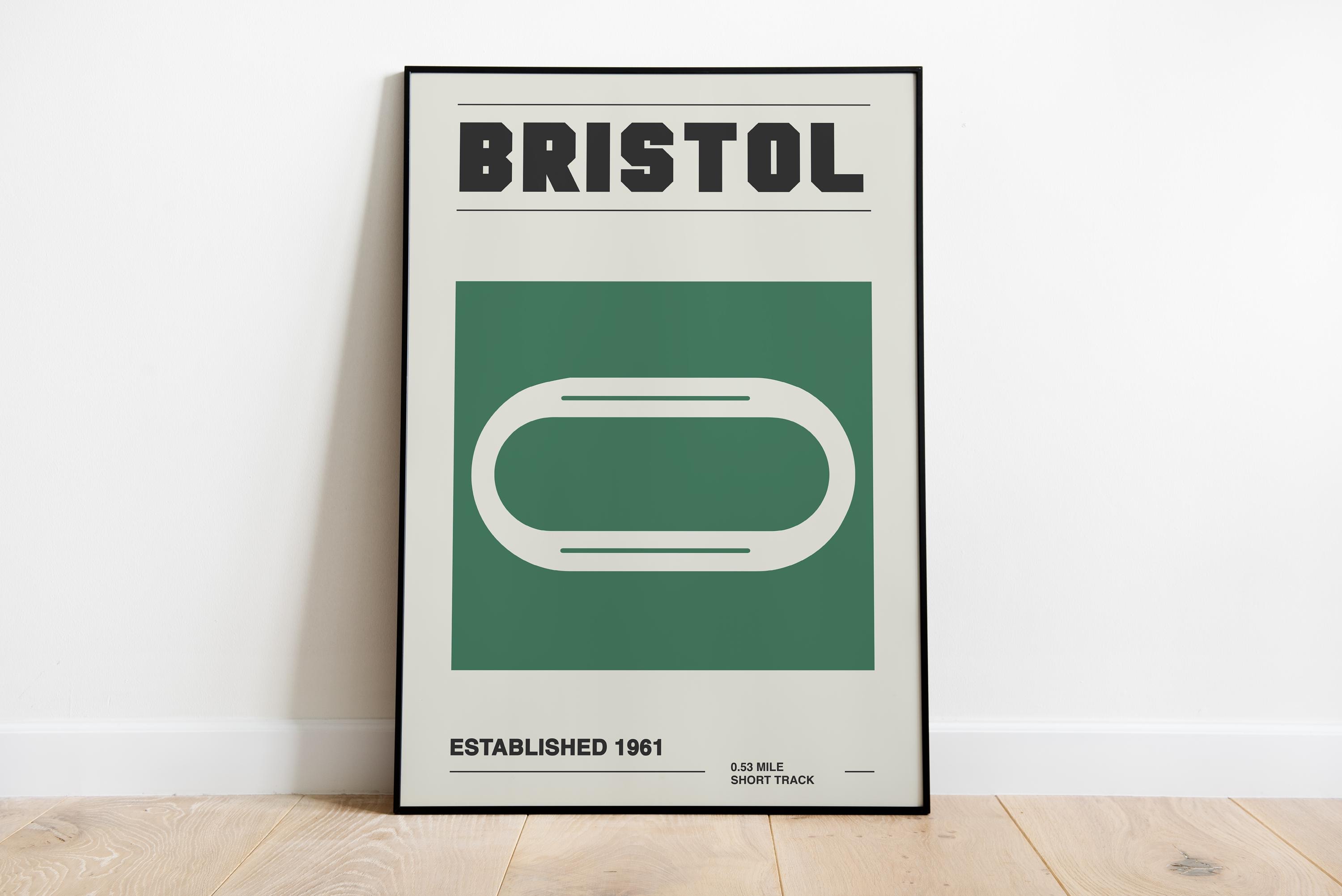 Bristol Race Track Print | Vintage NASCAR Poster | Mid Century Modern ...