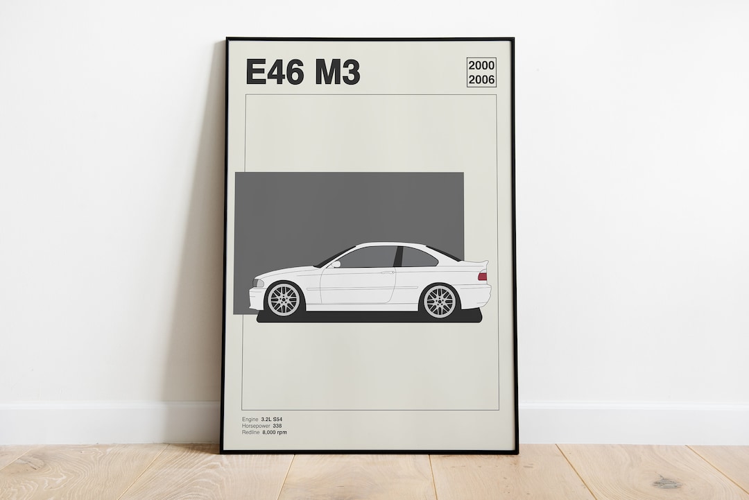 BMW E46 M3 Poster – Retro Automotive Wall Art, Classic Car Print - Etsy