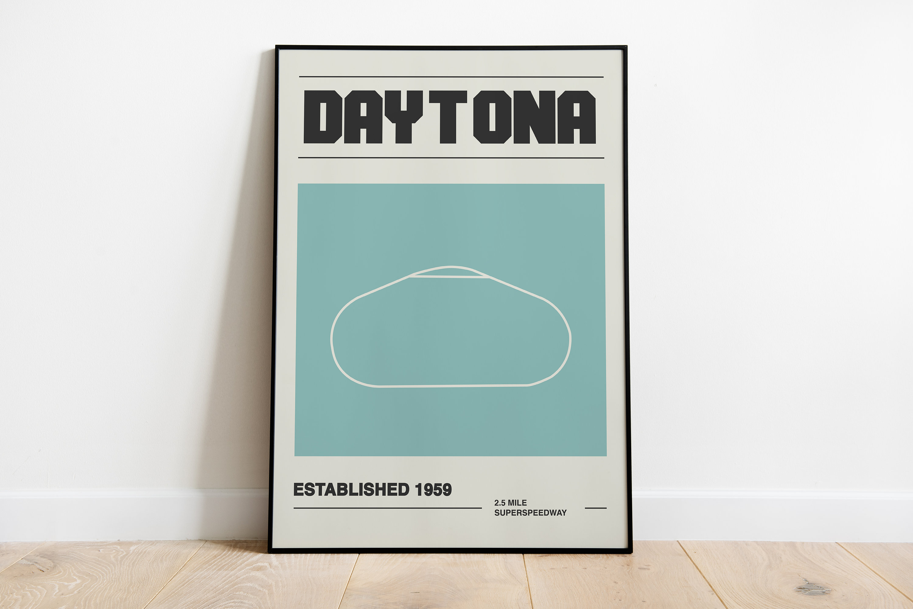 Daytona Race Track Print Mid Century Modern NASCAR Car Enthusiast ...