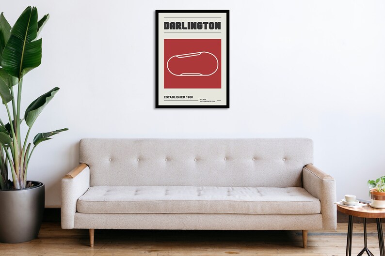 Darlington Race Track Poster | Mid Century Modern | NASCAR | Retro Wall ...