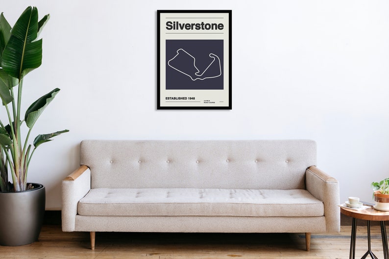 Silverstone Race Track Art Print | Mid-century Modern F1 Poster - Etsy